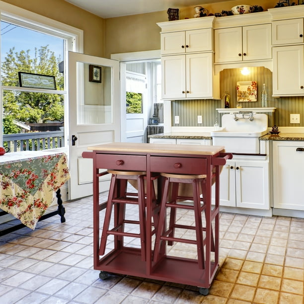 Casual Home Breakfast Cart with Drop-Leaf Table - Walmart.com