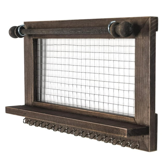 UBesGoo Wall Mounted Mesh Jewelry Organizer, Wood Shabby Chic Earring ...