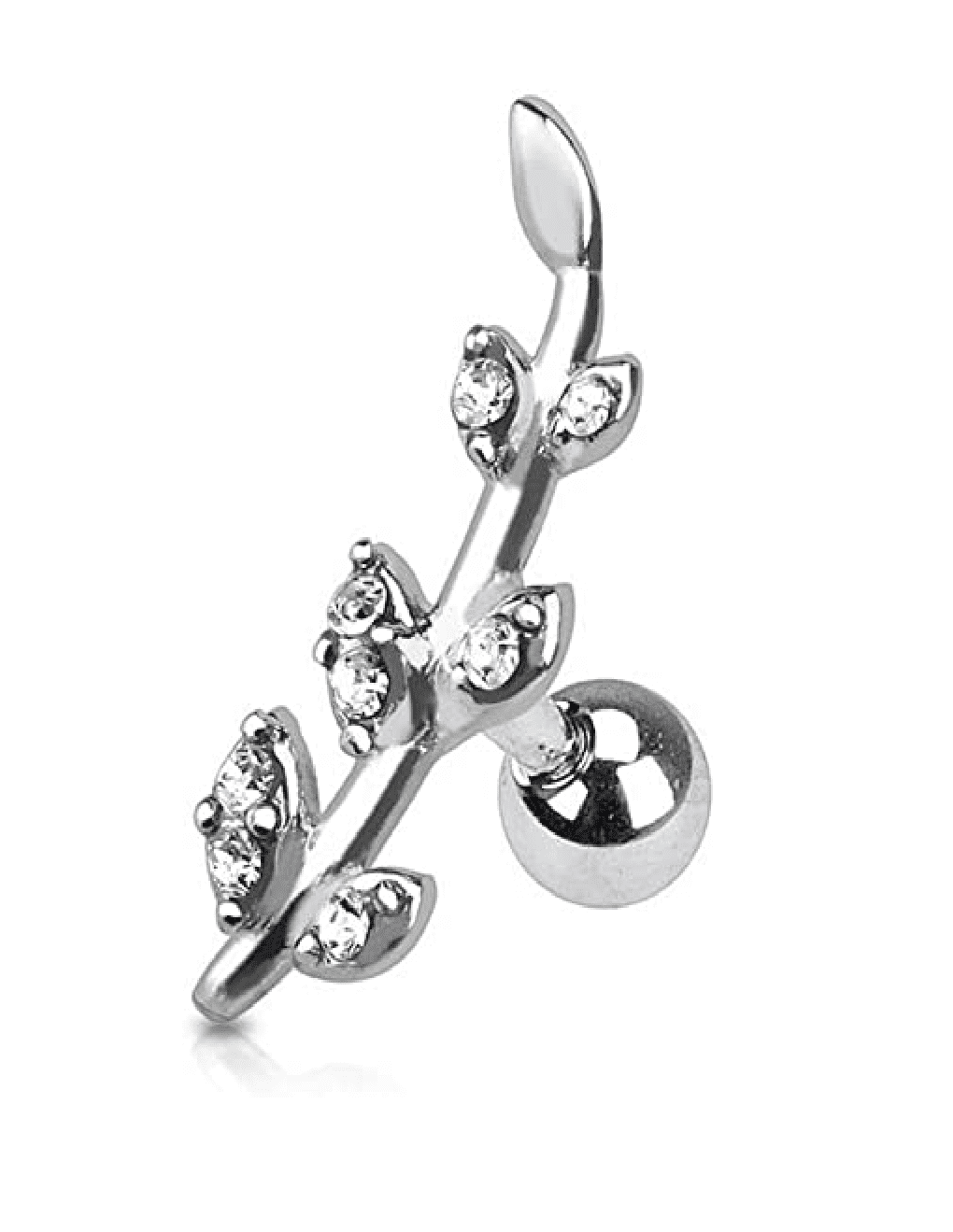 Surgical Steel Gemmed Flower Vine Cartilage Tragus Barbells - Walmart.com