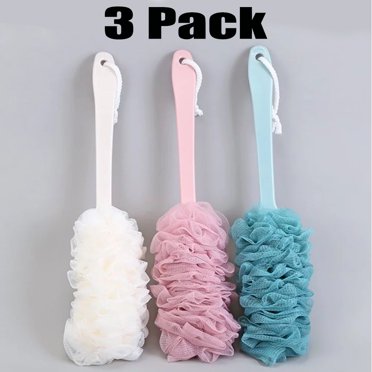 3Pcs Set Large Bath Puff Loofah Sponge with Long Handle, Shower Mesh ...
