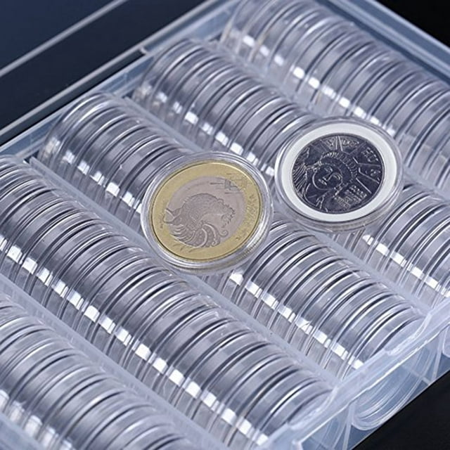100Pcs 27MM Coin Collection Storage Box Plastic Coin Holders Coin ...