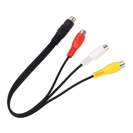 Video Cable, Mini DIN 7 Pin Male To 3 Female Cord Red Yellow White ...
