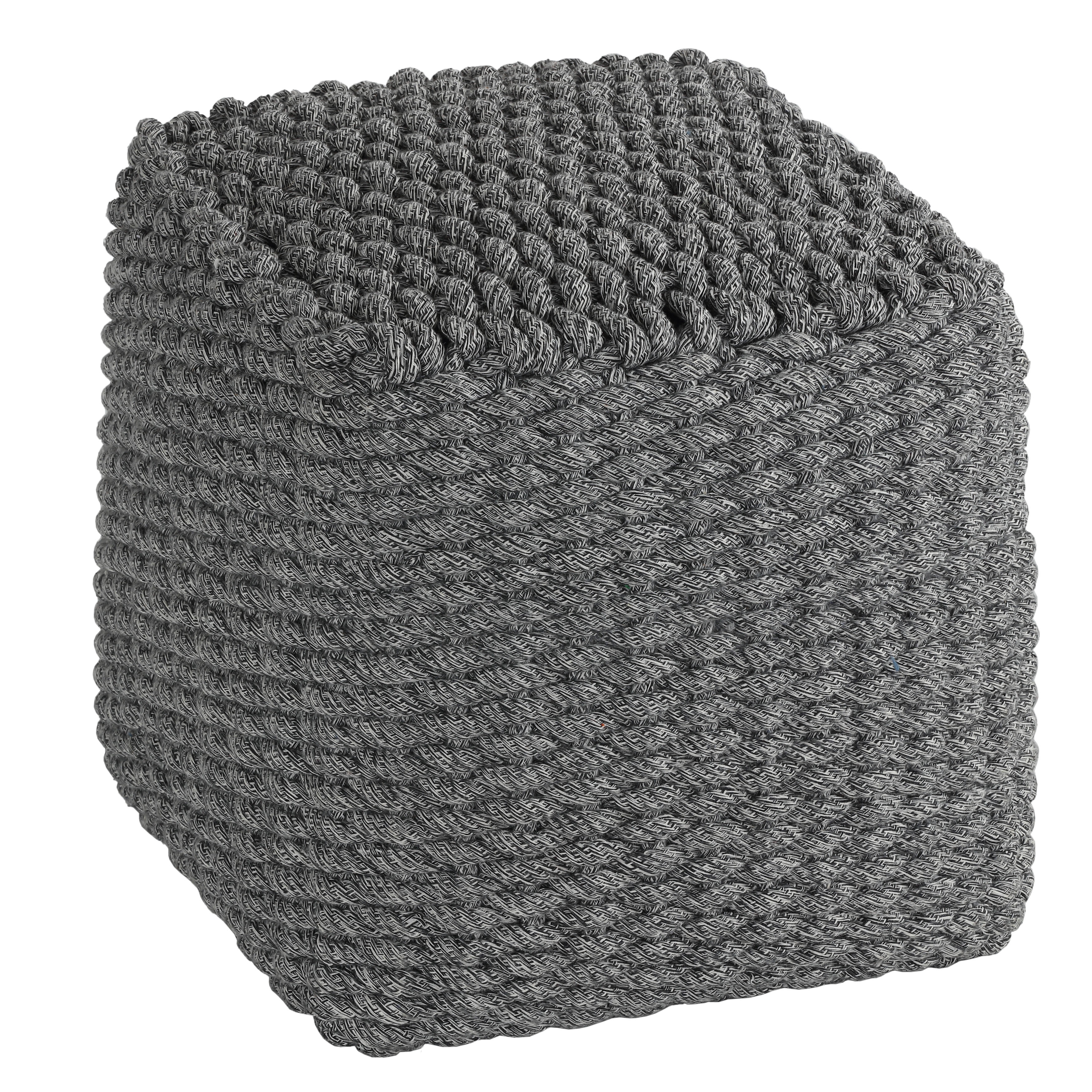 Cortesi Home Savannah Square Rope Pouf Ottoman, Grey - Walmart.com