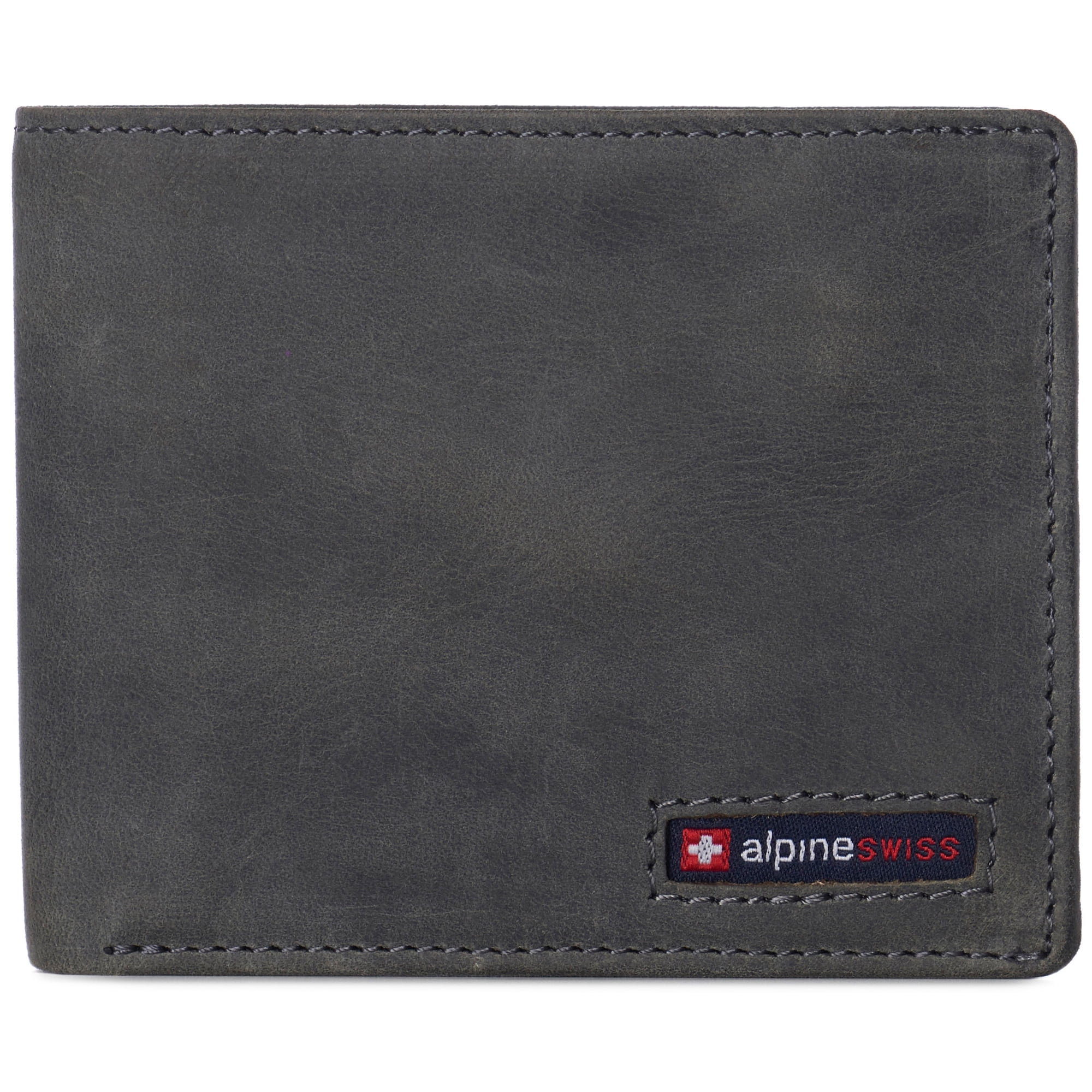 Alpine Swiss Mens Leather RFID Bifold Wallet 2 ID Windows Divided Bill ...