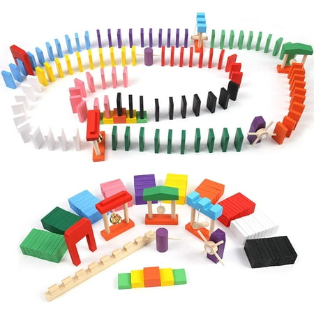 HTAIGUO 360PCS Super Domino Blocks, 12 Colors Bulk Dominoes Wooden ...