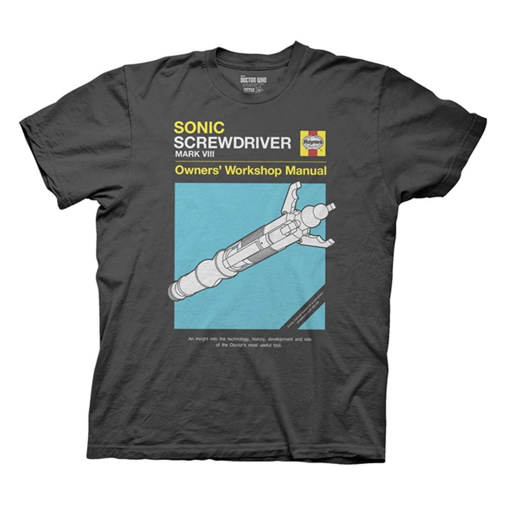 Doctor Who Sonic Screwdriver Haynes Manual Mens Grey T-Shirt | S ...