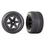 Traxxas 3771X Tires & Wheels 2.8 RXT Black & Satin Wheels, Ribbed Tires ...
