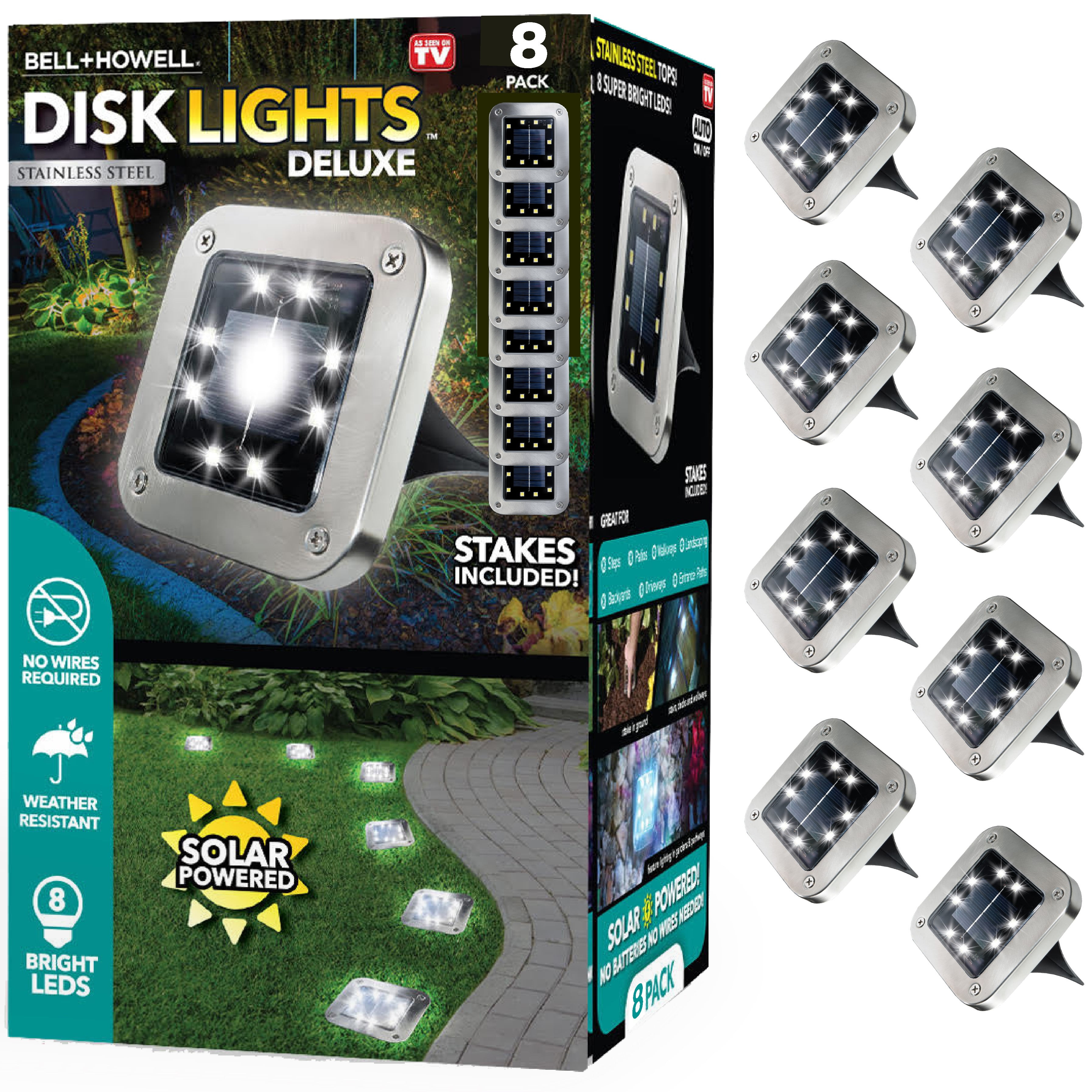 Bell+Howell Disk Lights Square 8 Packs - Walmart.com