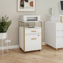 Modern 2-Drawer Rolling File Cabinet with Lock, 2 USB Ports and Power ...
