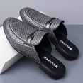 PLERISE Men's Brown Woven Pattern Mules – Business Casual Slip-On Shoes ...