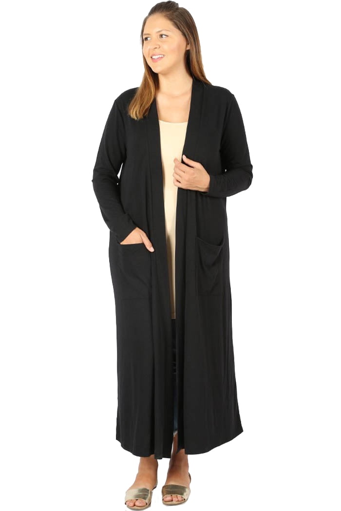 JED FASHION Women's Plus Size Maxi Cardigan with Pockets - Walmart.com JED FASHION Women's Plus Size Maxi Cardigan with Pockets - Walmart.com