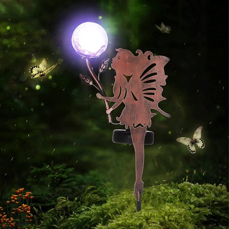 32 Inches Outdoor Garden Solar Stake Light Fairy Stake Light with Glass ...