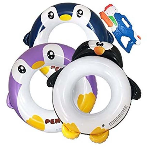 3 Pcs Penguin Inflatable HTAIGUO Tubes and 1 Pc 2000cc Large Squirt Water Gun Swimming HTAIGUO s ...