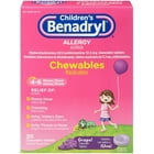 Benadryl Children's Allergy Chewable Tablets, Grape Flavored 20 ea ...