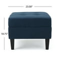 Noble House Rectangular Tufted Upholstered Ottoman, Dark Blue Fabric ...