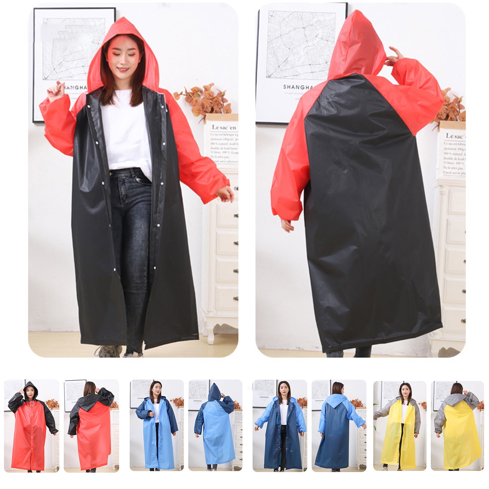 Cheer.US Portable Raincoats for Adults, Reusable Rain Ponchos with ...
