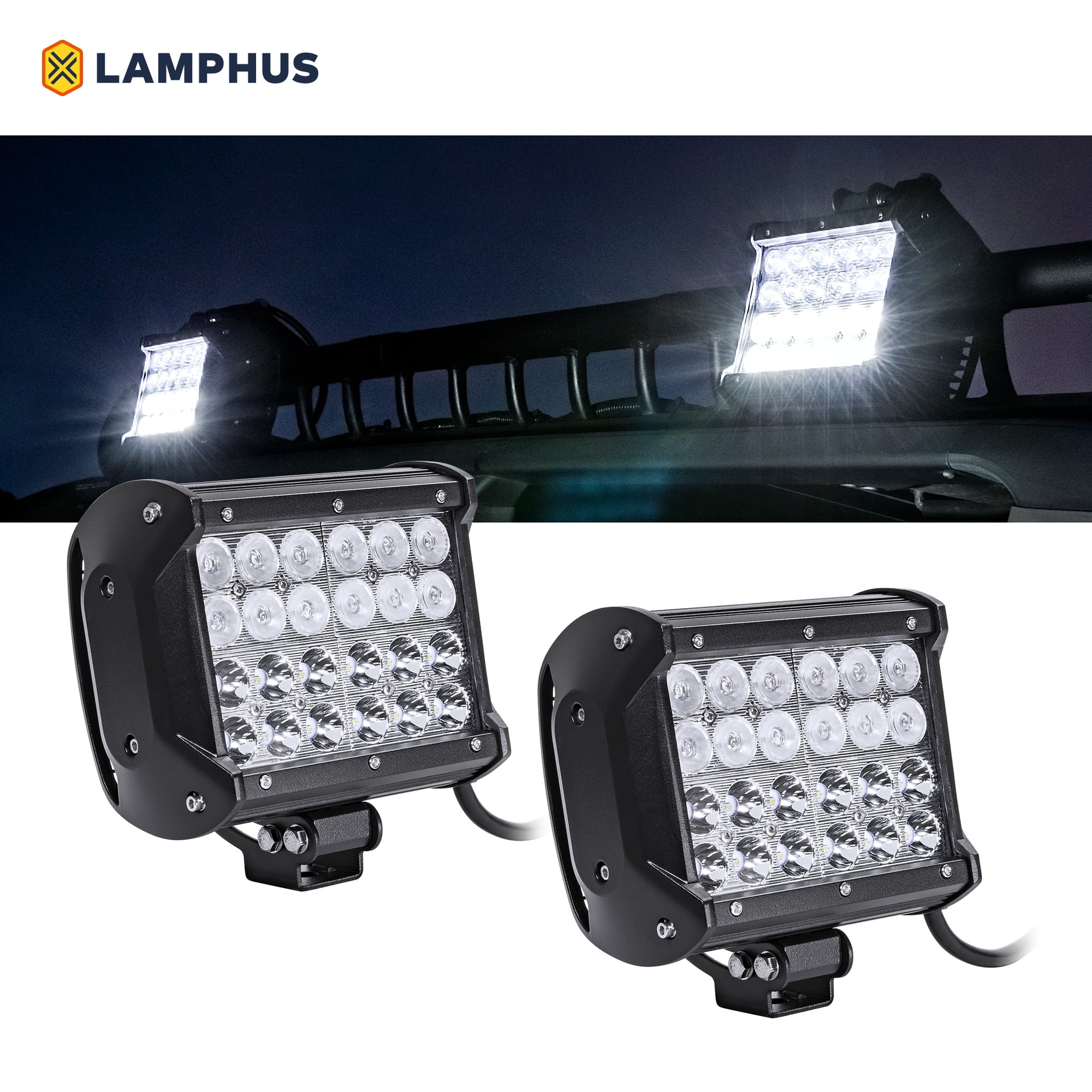 2pc LAMPHUS CRUIZER 6.5" 72W LED Work Light Bar [Flood/Spot Combo] [30/ ...