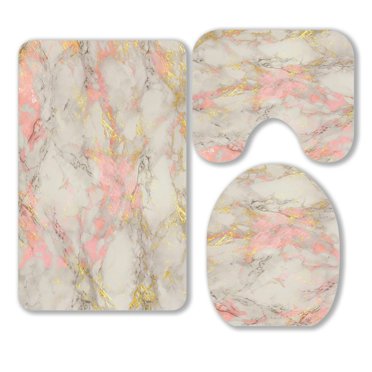 ECZJNT Rose Gold Glitter Bokeh 3 Piece Bathroom Rugs Set Bath Rug ...