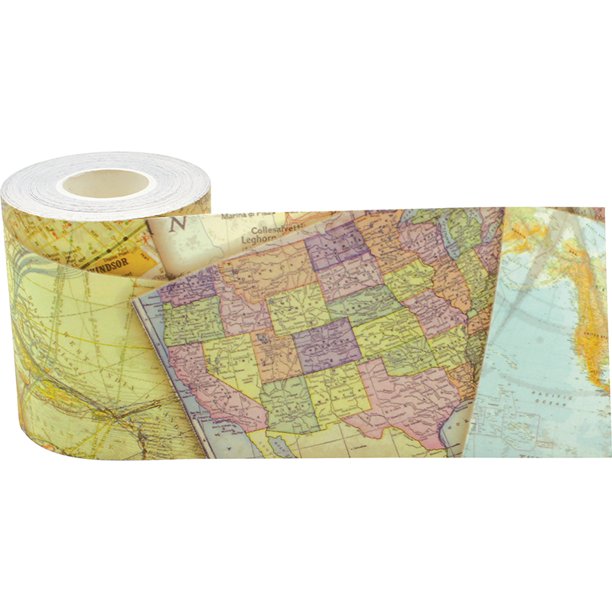Travel the Map Straight Rolled Border Trim, 50 Feet | Bundle of 10 ...