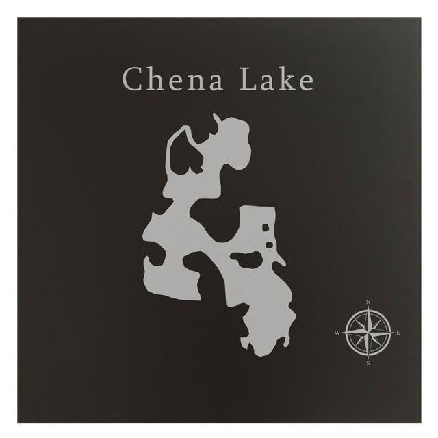 Chena Lake Map 12x12" Black Metal Wall Art Office Decor Gift Engraved ...