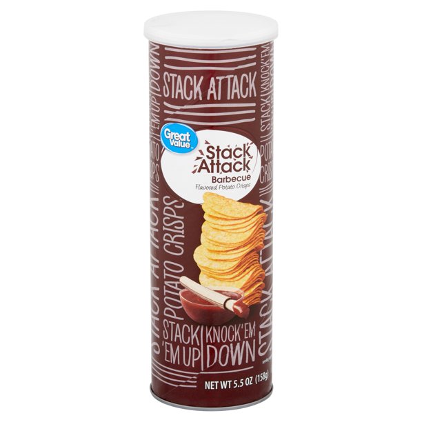 Great Value Stack Attack Barbecue Flavored Potato Crisps, 5.5 oz ...