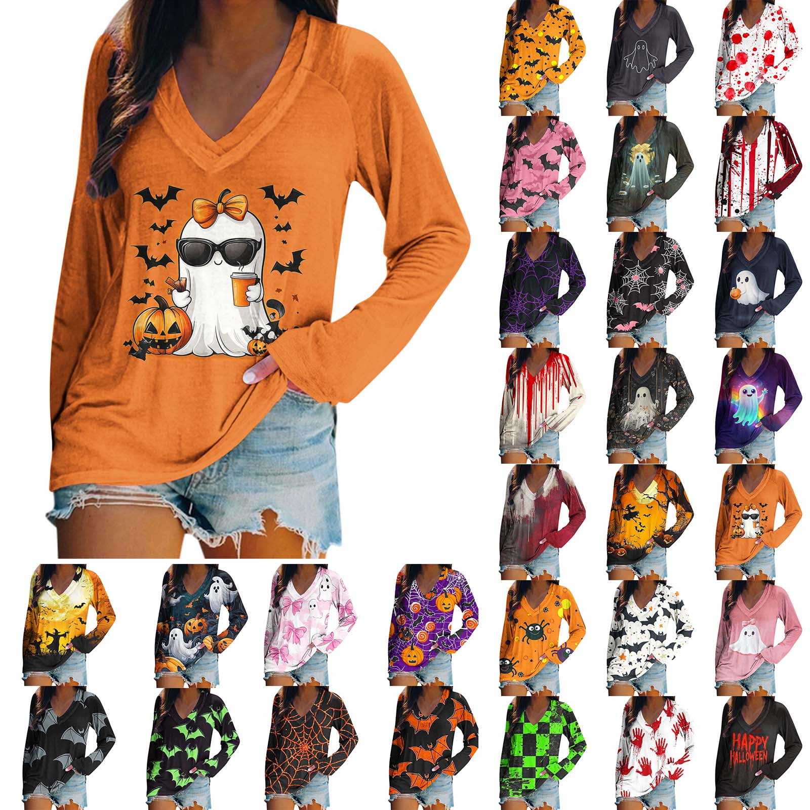 Click here for Yoeyez Long Sleeve V Neck Fall T-Shirt For Women H... prices