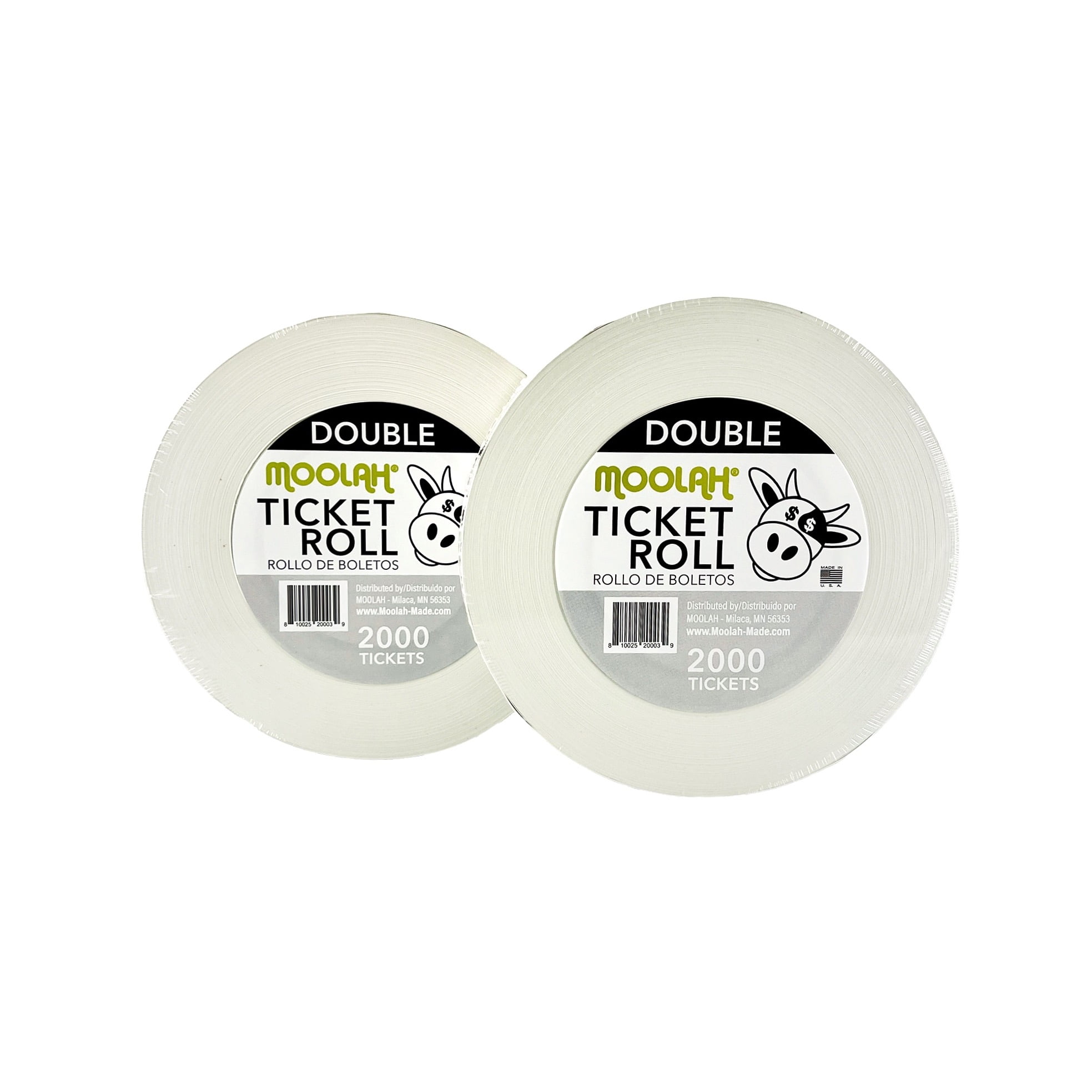Moolah Double Roll Raffle Tickets, Paper Stubs, White, Pack of 2 ...