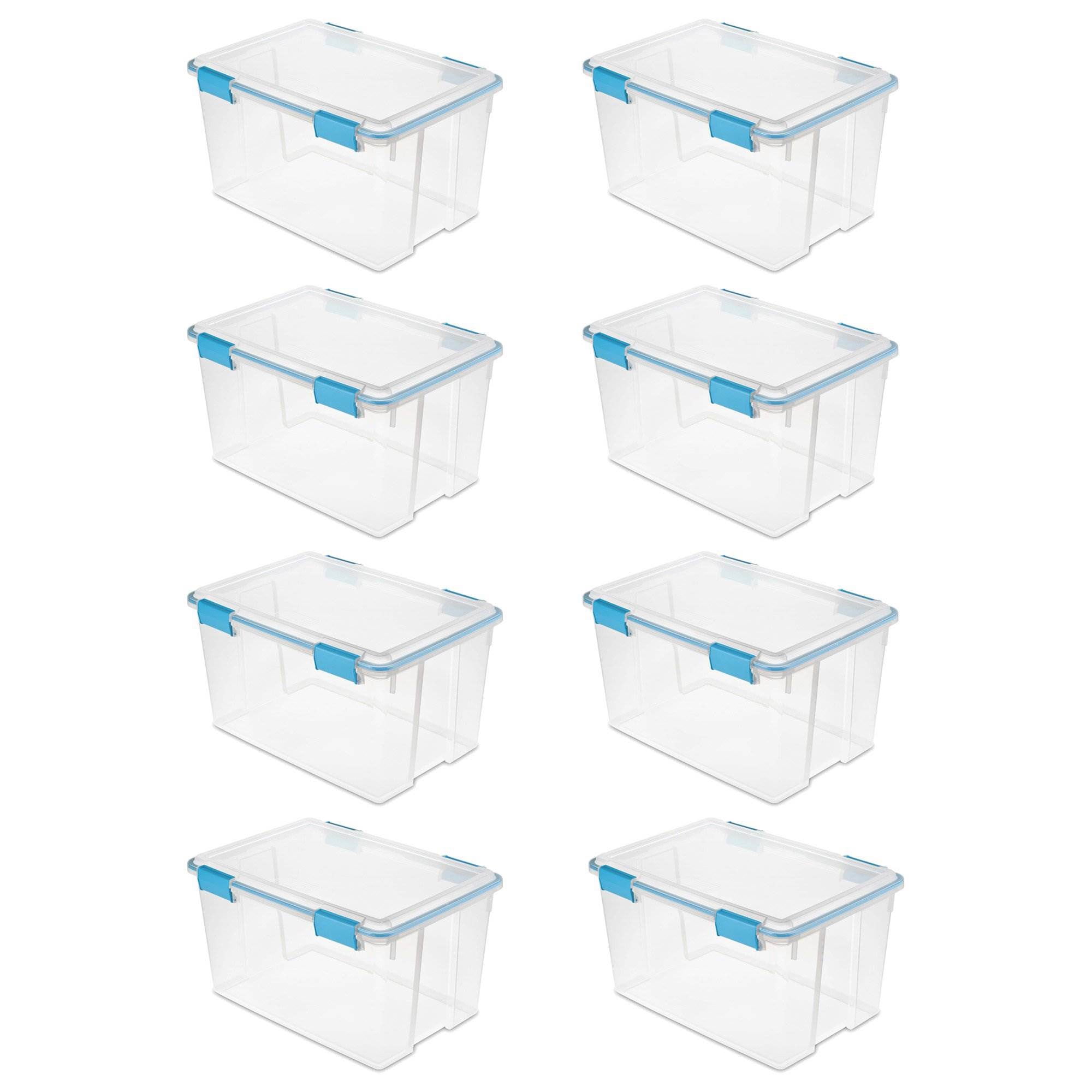 Sterilite 54-Qt Clear Plastic Stackable Storage with Latch Lid, 8 Pack ...