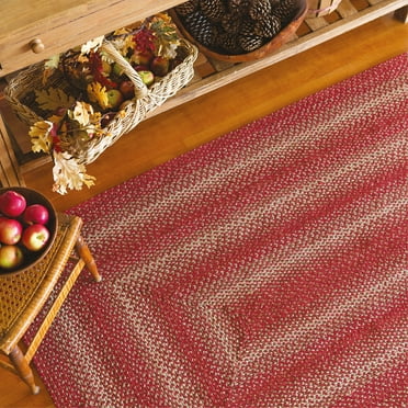 Homespice Pumpkin Pie Reversible Red Cotton Rug 4' x 6' Oval Braided ...