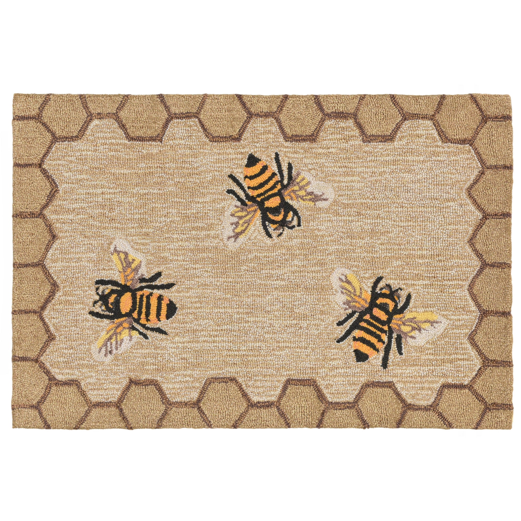 Liora Manne Frontporch Honeycomb Bee Indoor/Outdoor Rug Natural 27"X72 ...