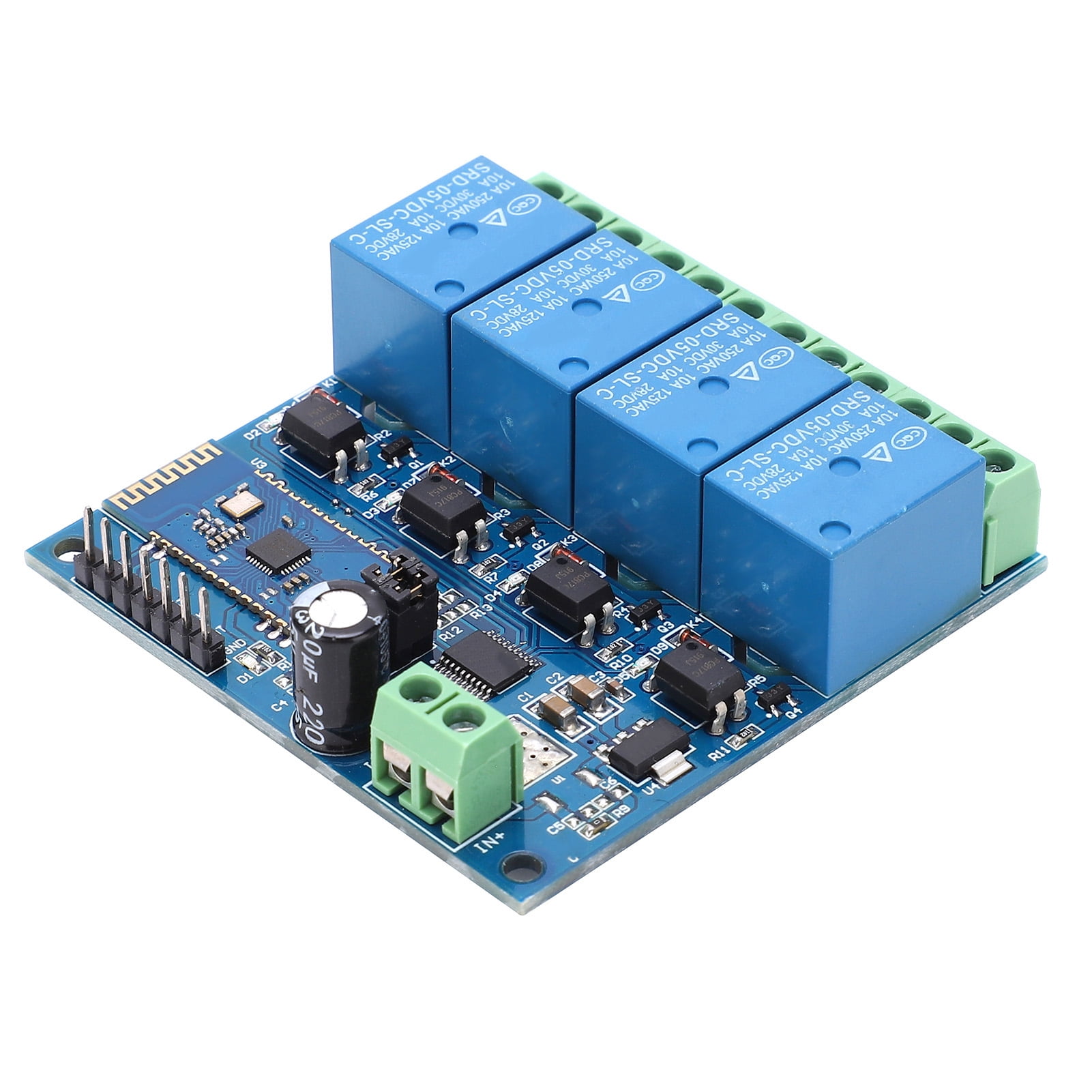 Placa de control de aplicación, módulo de relé Módulo de relé inteligente Bluetooth de 4 canales ...