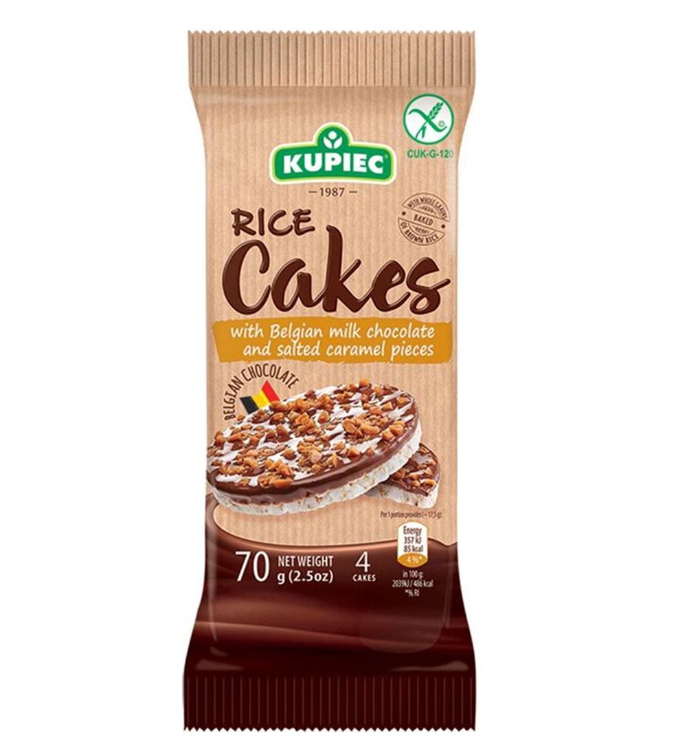 Kupiec Rice Cakes with Belgian Milk Chocolate and Salted Caramel Pieces ...