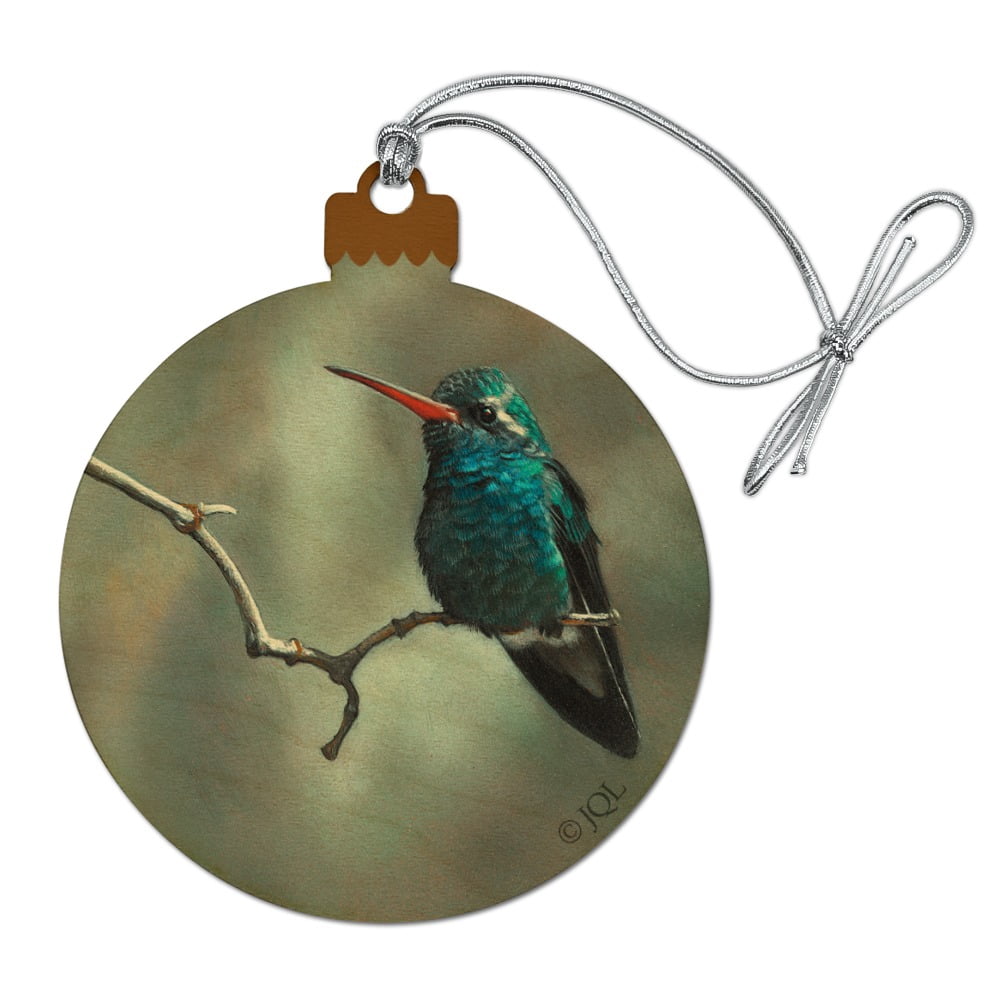 Broad-Billed Hummingbird Resting on Branch Wood Christmas Tree Holiday ...