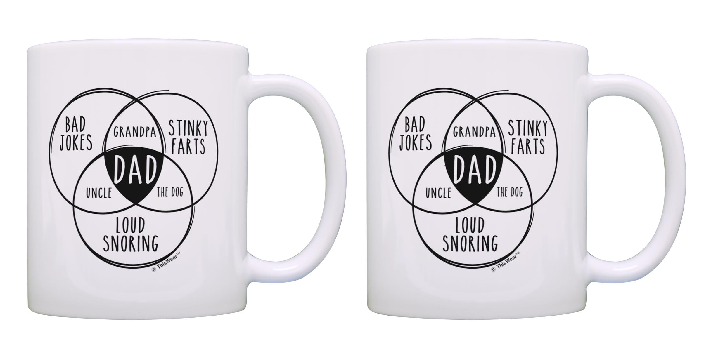 ThisWear Funny Dad Mugs Dad Chart Mug Set Humorous Venn Diagram Dad Cup ...