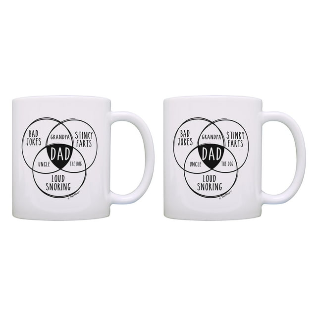 ThisWear Funny Dad Mugs Dad Chart Mug Set Humorous Venn Diagram Dad Cup ...
