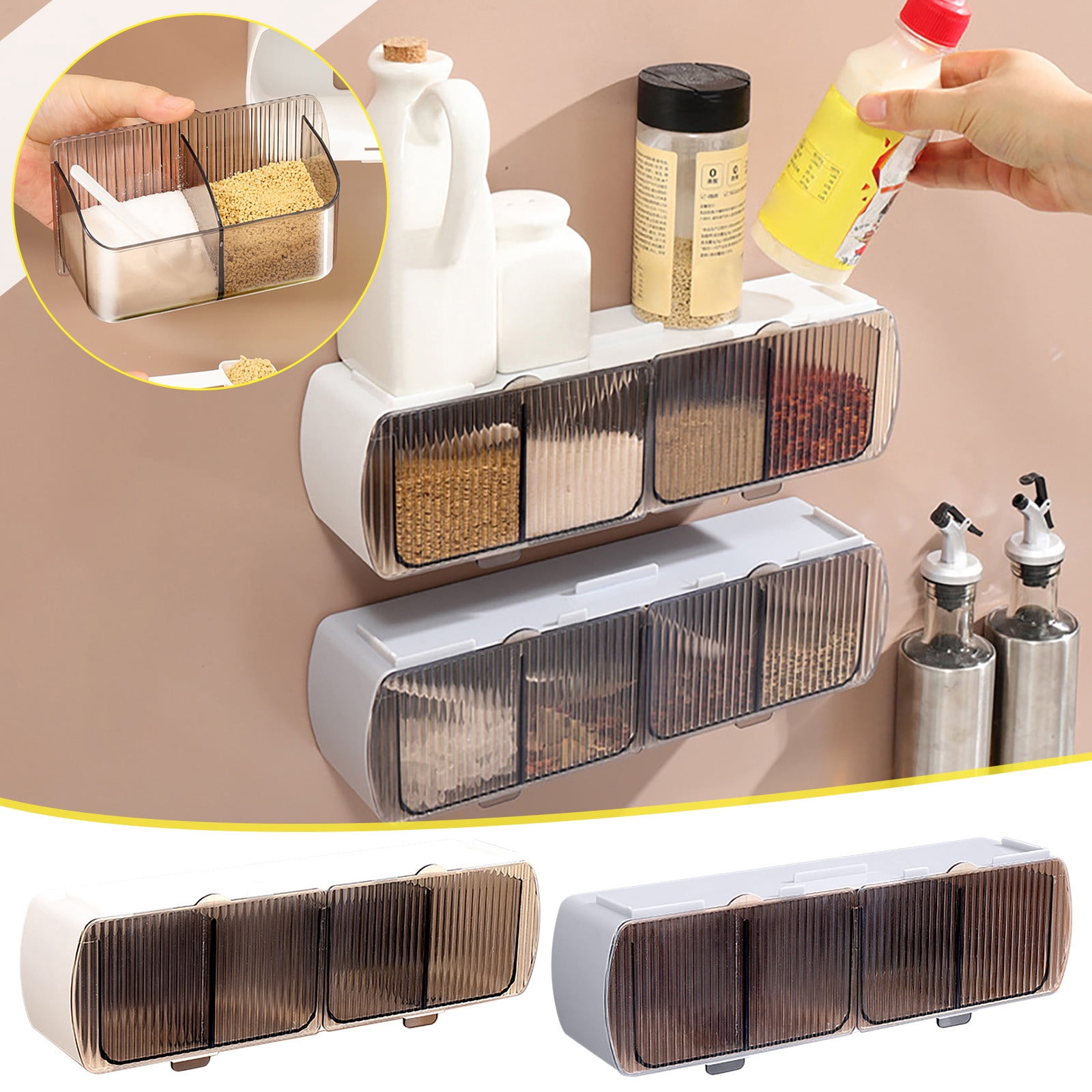 Xihbxyly Juego de Condimentos de 4 Compartimentos, Organizador Modular ...