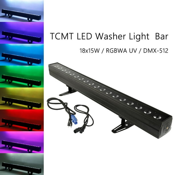 TCMT 18x15W LED Wash Light Bar 6in1 RGBWA-UV DMX512 7/9CH Color Mixing ...
