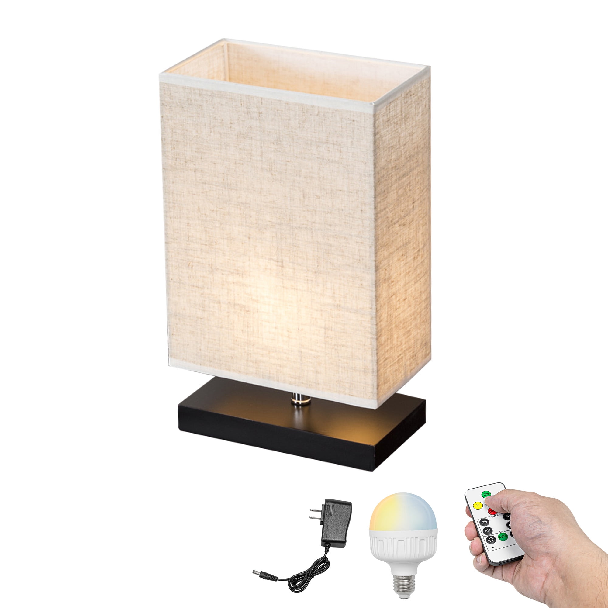 Kiven Modern Rechargeable Table Lamp, Dimmable Desk Lamp with Fabric ...