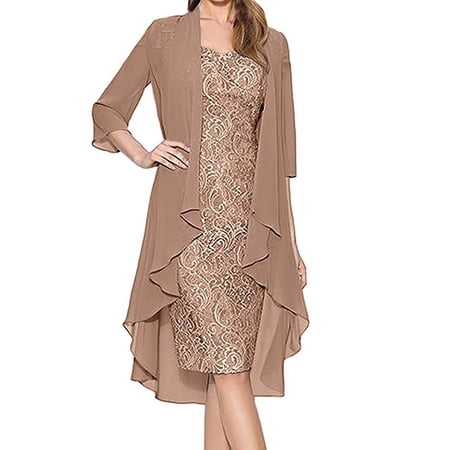 Fashion Women Casual Slim Plain Lace Chiffon Commuter Midi Dress Skirt ...