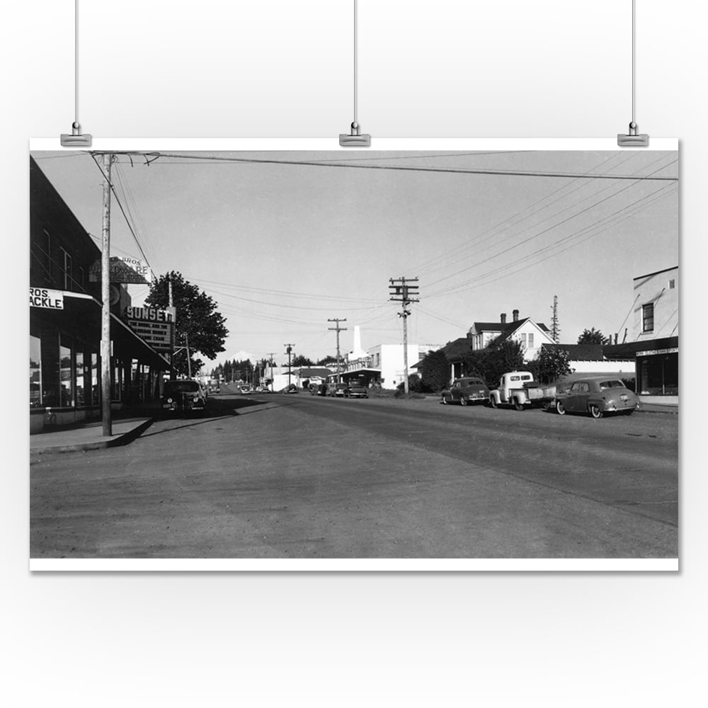 Sandy, Oregon Main Street View and Mt. Hood Photograph (24x36 Giclee ...