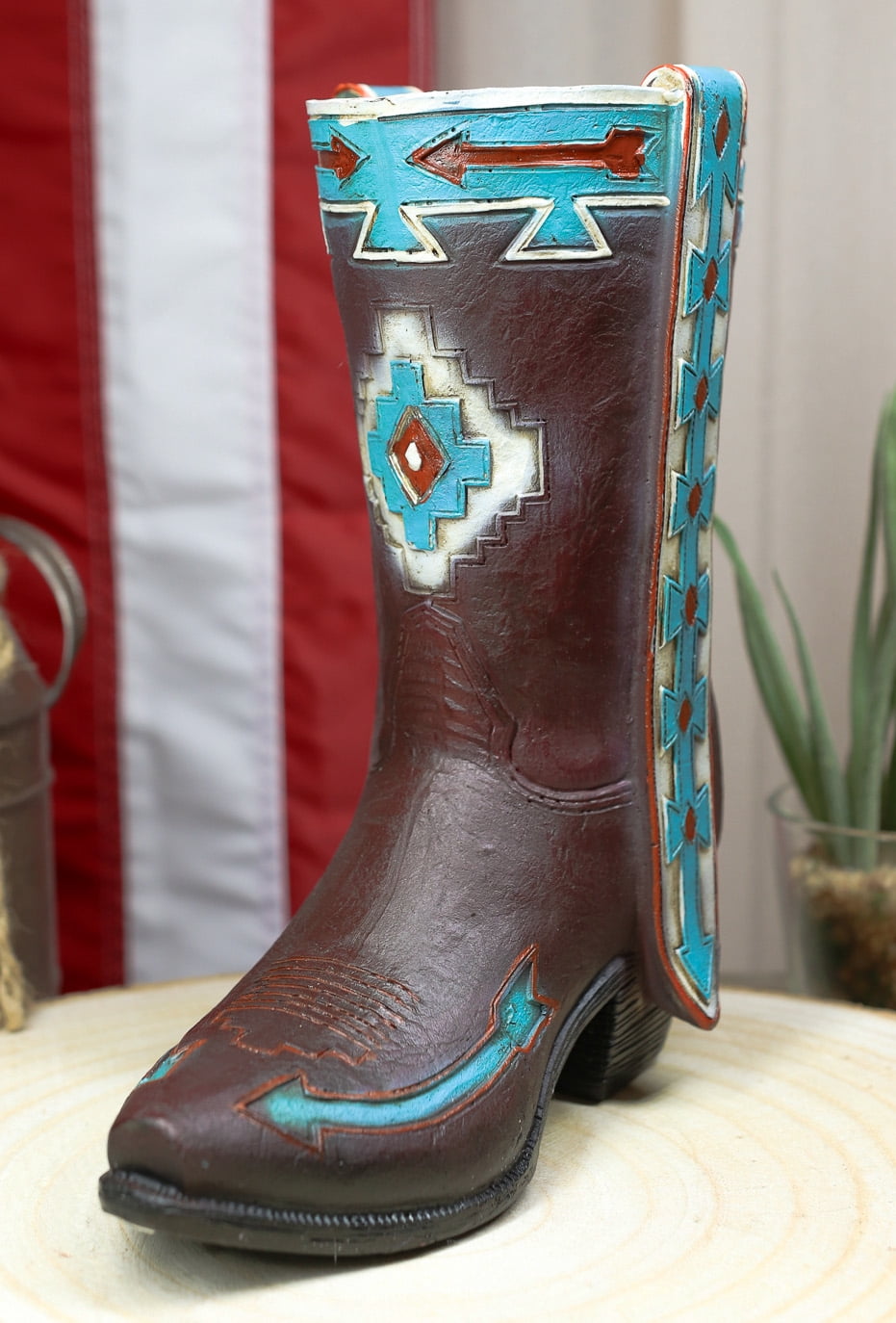 Rustic Western Navajo Indian Vector Arrows Tooled Leather Cowboy Boot ...