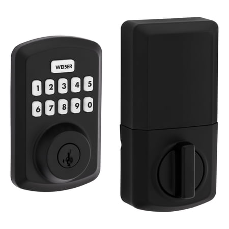 Weiser Powerbolt 3 Matte Black Keyless Entry Door Lock/Deadbolt Lock ...