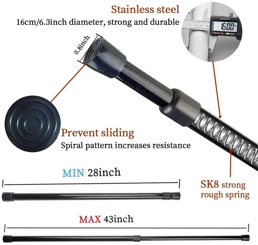 2pcs Adjule Tension Curtain Rod 28 To 43 Inches Spring Rods Closet ...