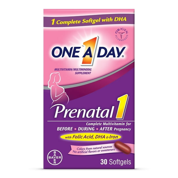 Multivitamínico prenatal para mujer, 1 30 cápsulas blandas, una vez al ...