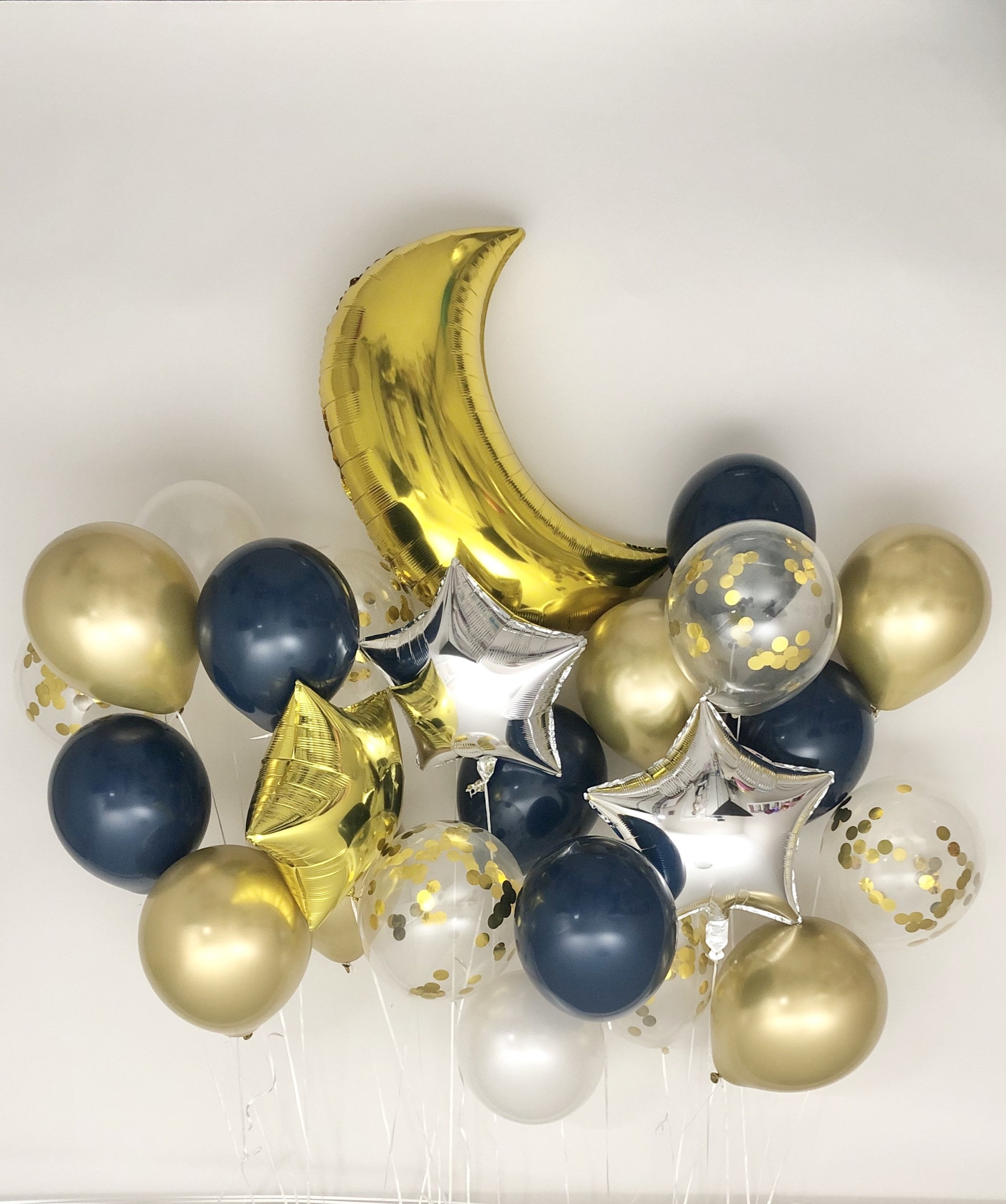 Sweet Moon 24 Piece Moon and Star Balloons Bouquet - Baby Shower ...