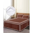 Dark Brown Geometric Bed Skirt California King Size 18 Inch Drop, White ...