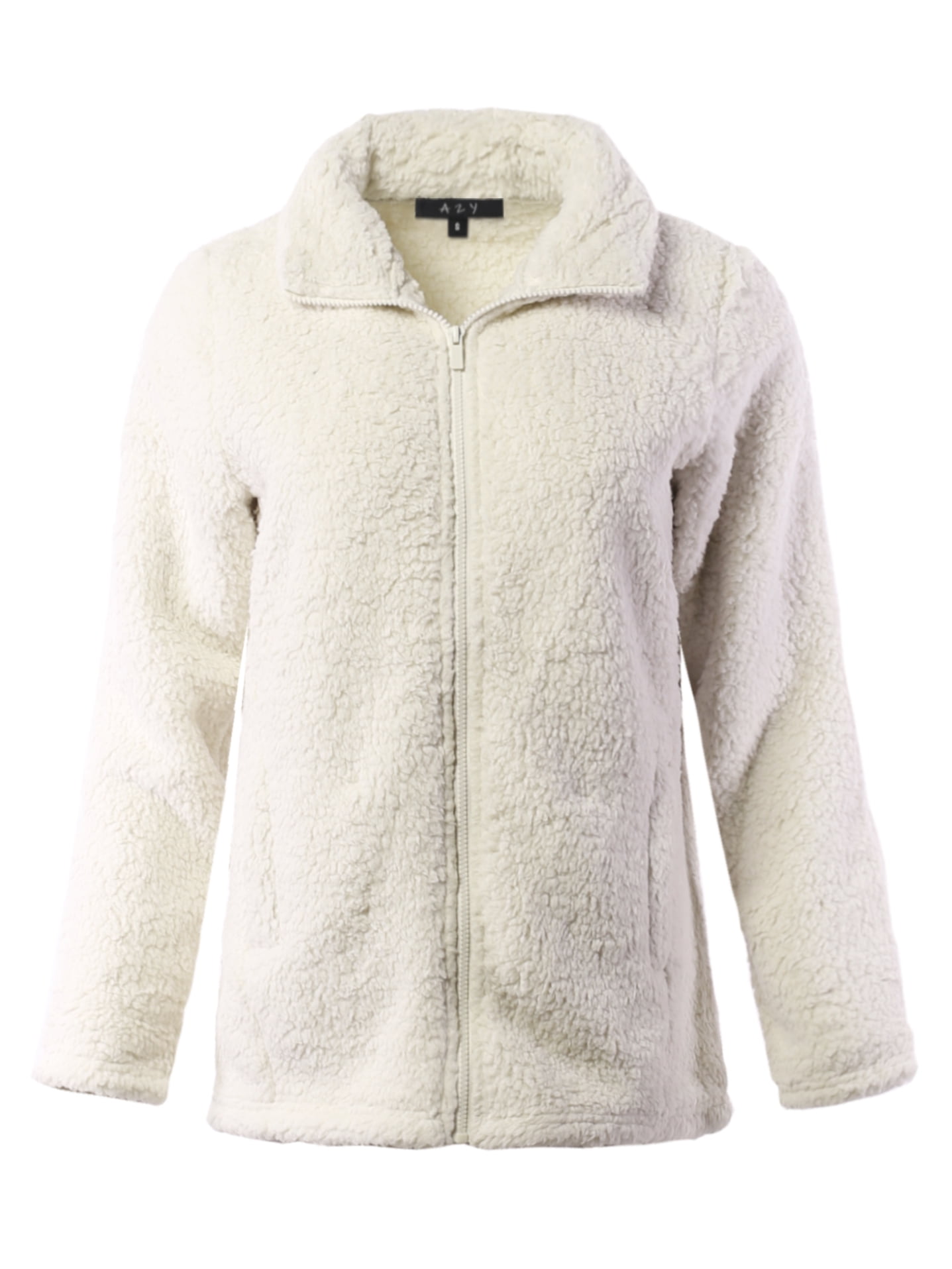 A2Y Women's Soft Sherpa Front Zipper Side Pockets Jackets Bone 3XL ...