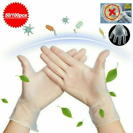 100PCS Transparent Disposable Gloves Medical Latex Rubber Anti ...