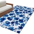 Blue Flower 3'x5' Rug for Bedroom Foot of Bed Small Living Room ...