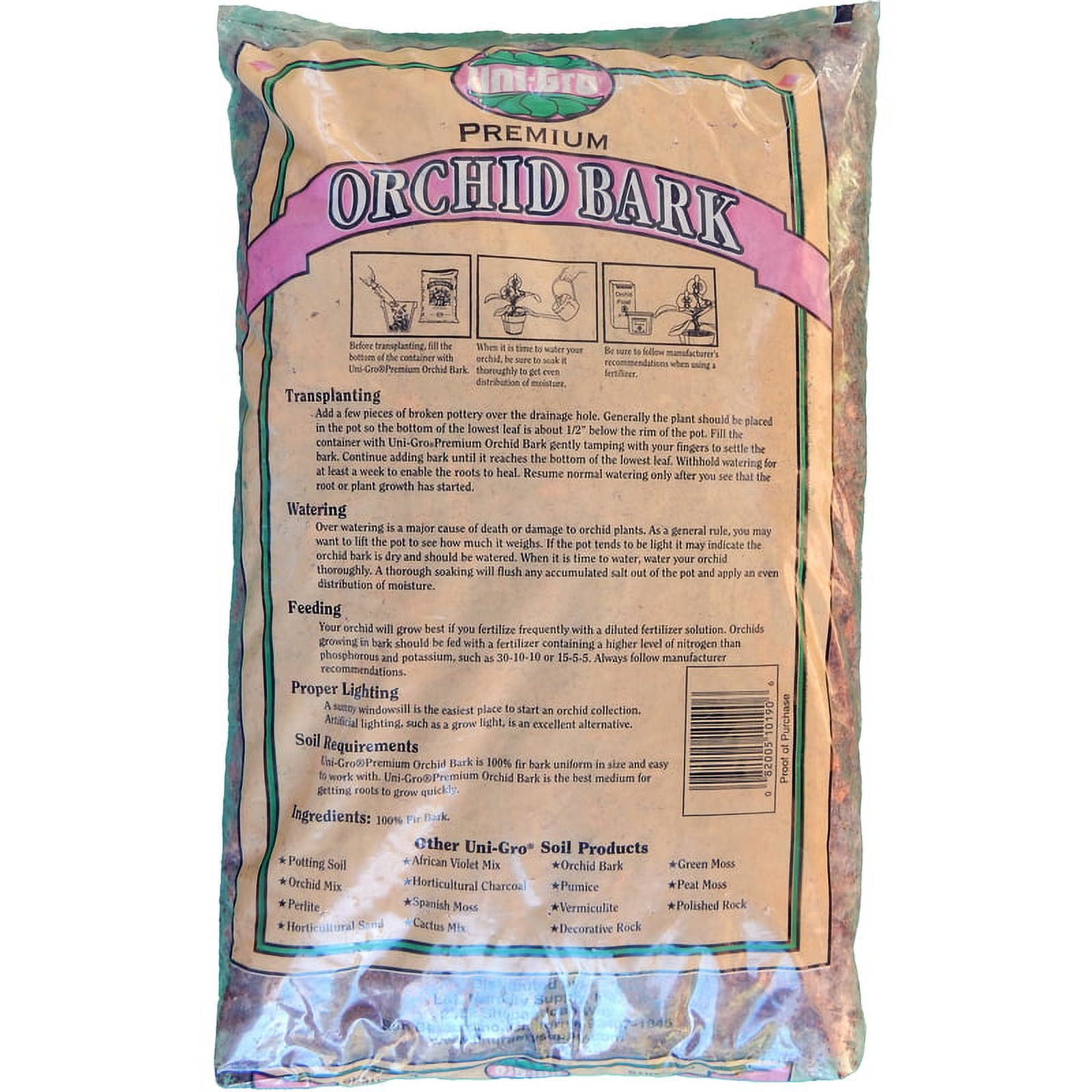 Uni-Gro Organic Orchid Bark Mulch, Brown, 5 lb